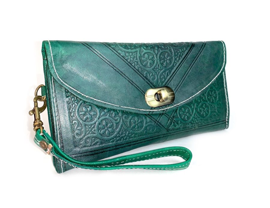 Monedero billetero de cuero verde Dana - IBAGS BELTS