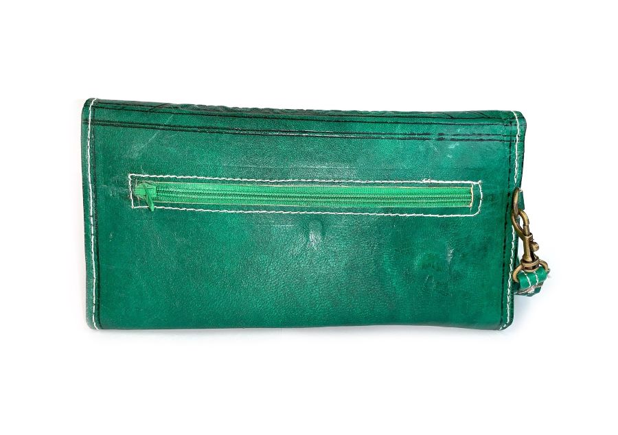 Monedero billetero de cuero verde Dana - IBAGS BELTS