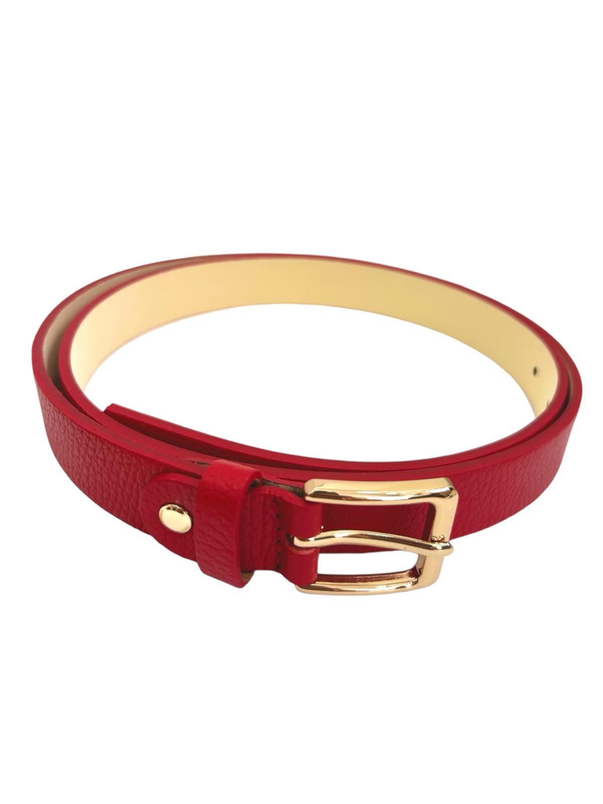 Cinturón rojo de piel liso - IBAGS BELTS